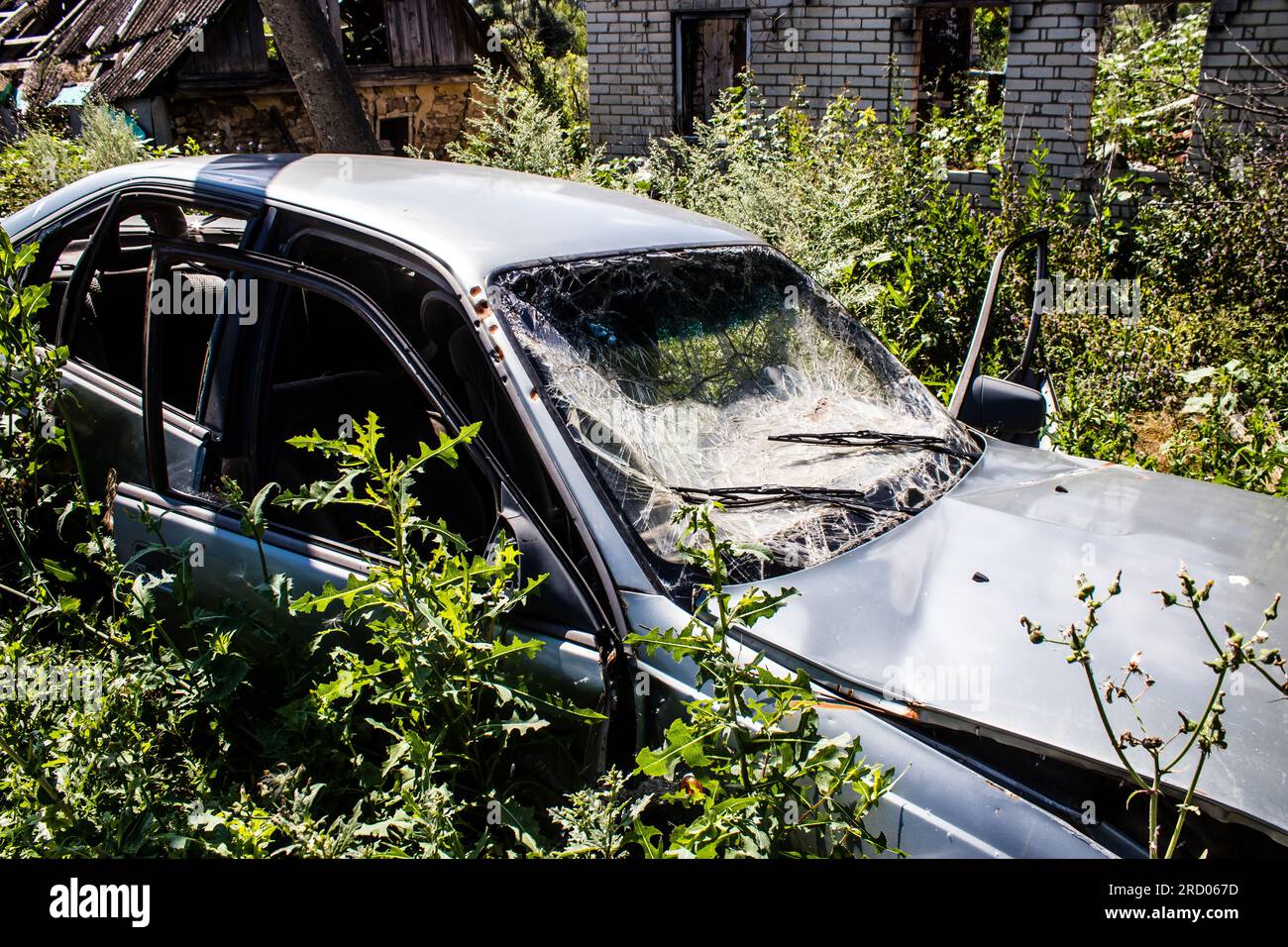 Civilian vehicle destroyed by the Russian army during the invasion of ...