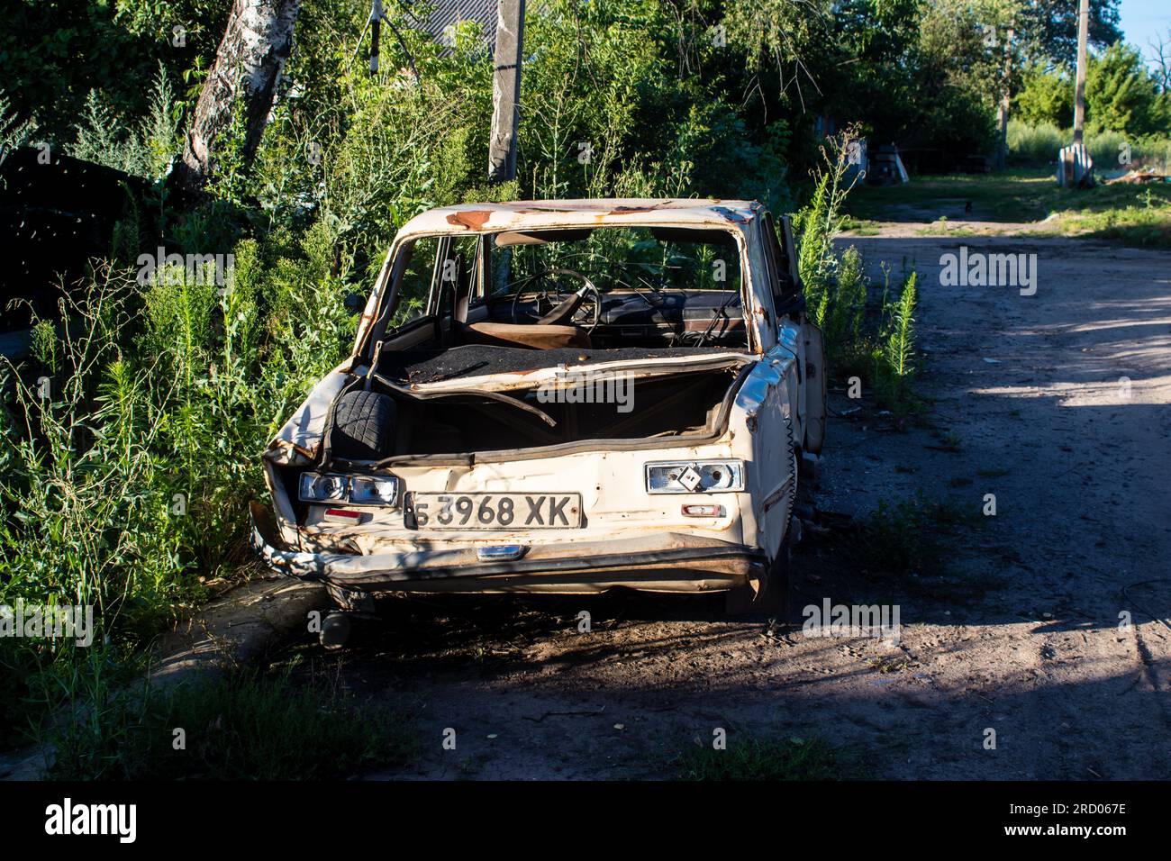 Civilian vehicle destroyed by the Russian army during the invasion of ...