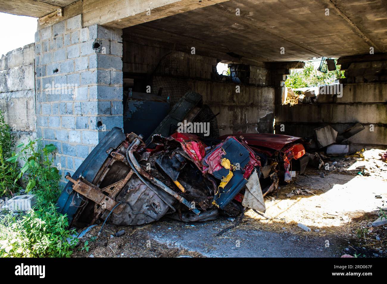 Civilian vehicle destroyed by the Russian army during the invasion of ...