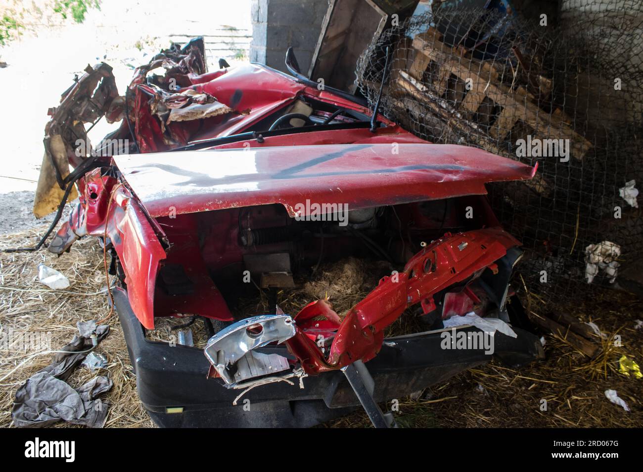 Civilian vehicle destroyed by the Russian army during the invasion of ...