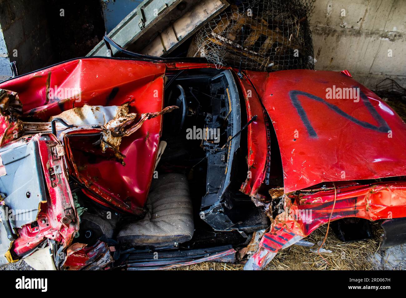 Civilian vehicle destroyed by the Russian army during the invasion of ...
