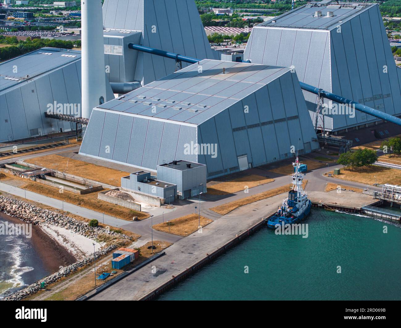Aerial view of the Power station. ESG green energy in Copenhagen ...