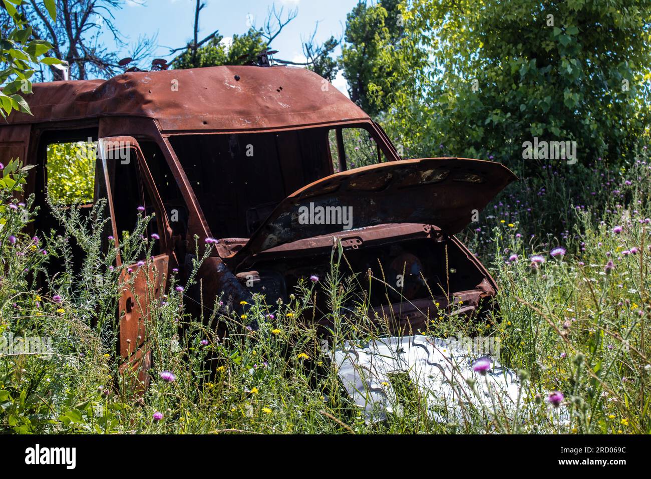 Civilian vehicle destroyed by the Russian army during the invasion of ...