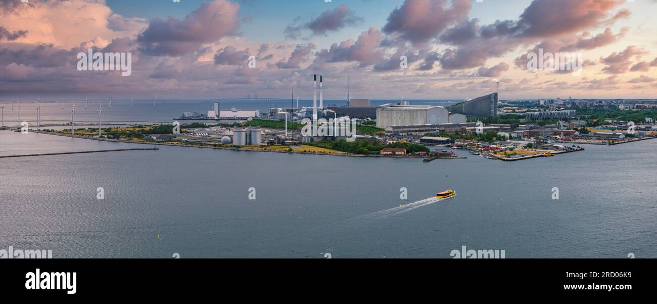 Aerial panorama of Indre Osterbro, Nordhavnen districts Stock Photo - Alamy