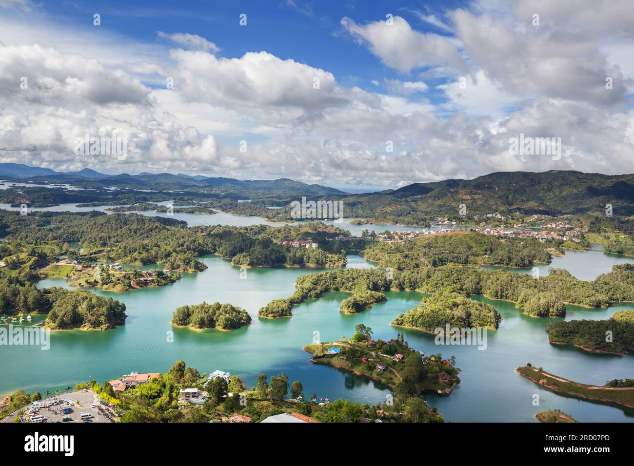 Panorama view of Guatape lake area, Colombia, South America Stock Photo ...