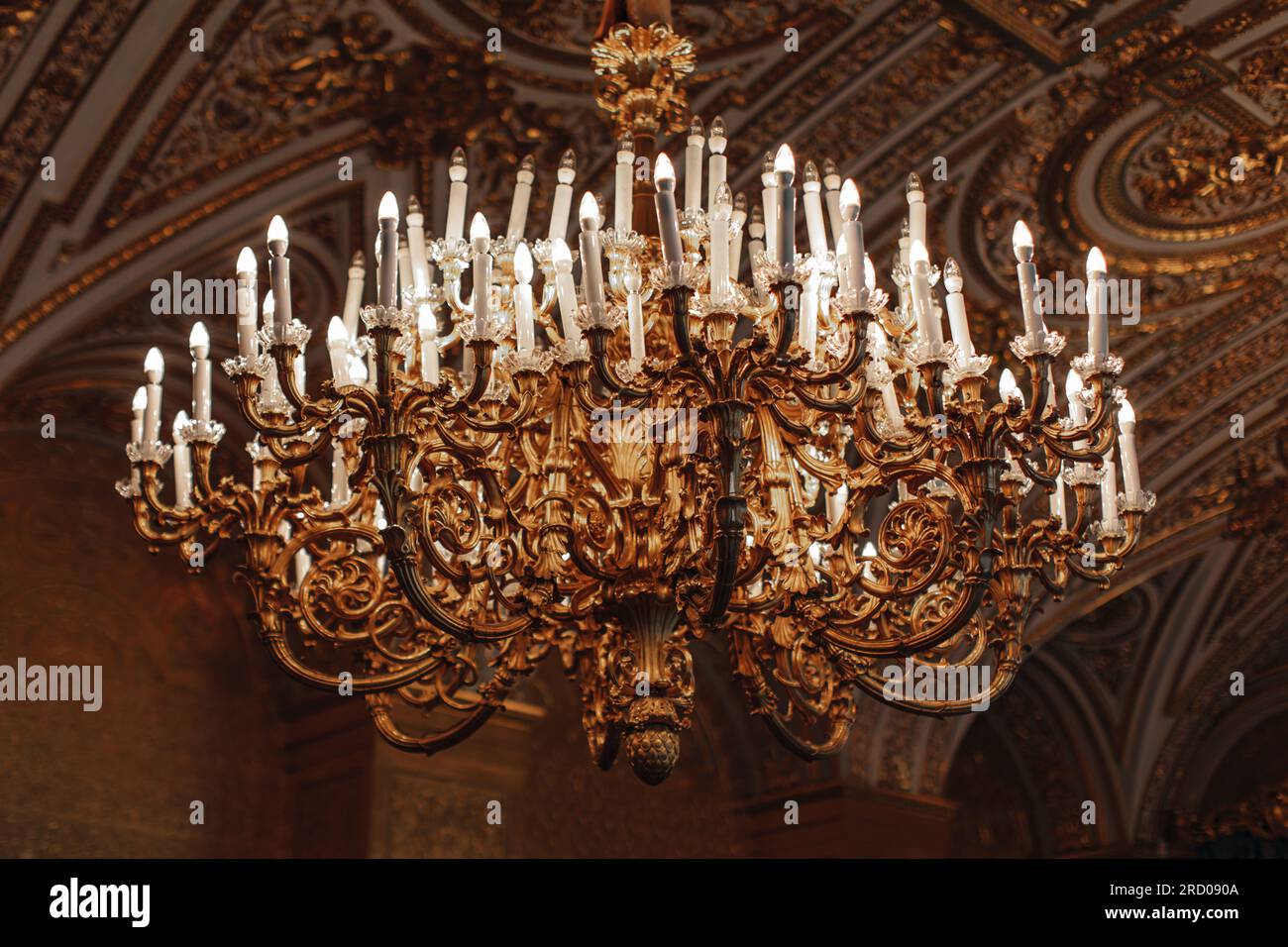 Royal vintage historical golden chandelier in the Hermitage Museum ...