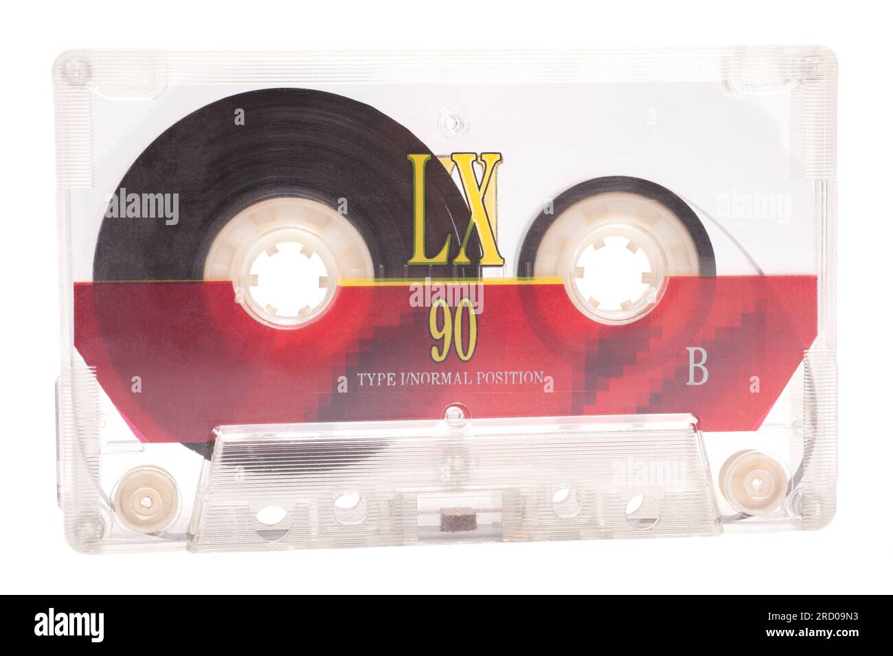 Audio cassette tape side B,isolated on white background, vintage 80's ...