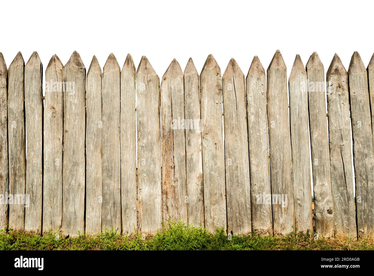 Wooden fence from logs isolated on white background Stock Photo - Alamy