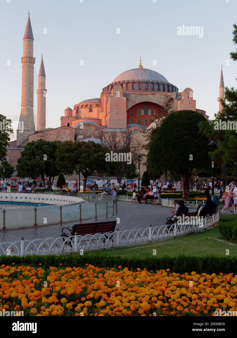 Summers evening in Istanbul with the Hagia Sophia Mosque surrounded by ...
