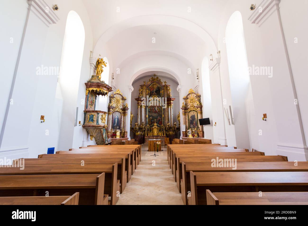 Nave of Baroque church (built in 1754) of Szent Mauriciusz Monostor (St ...