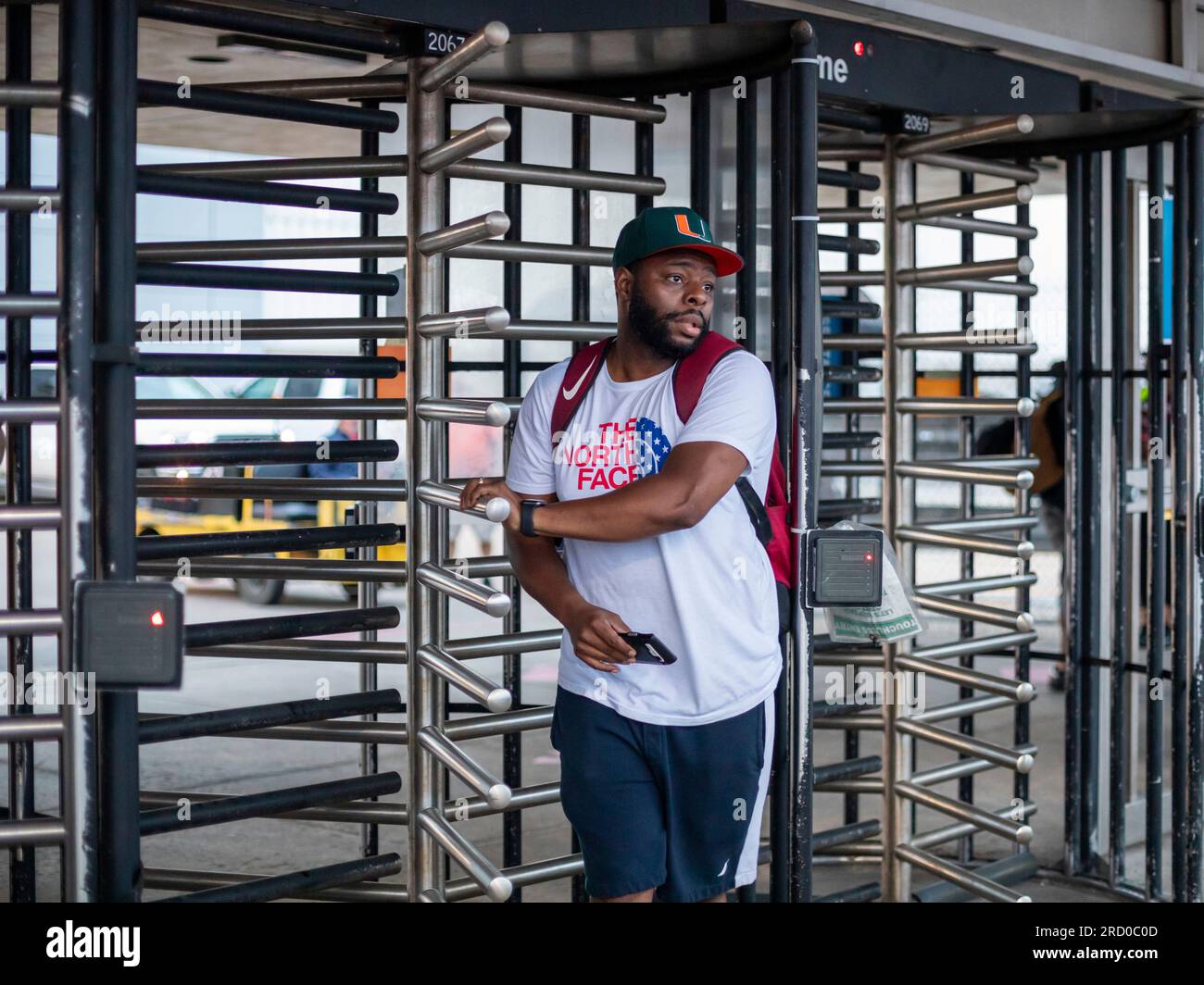 Sterling Heights, Michigan - Turnstiles greet auto workers entering or ...