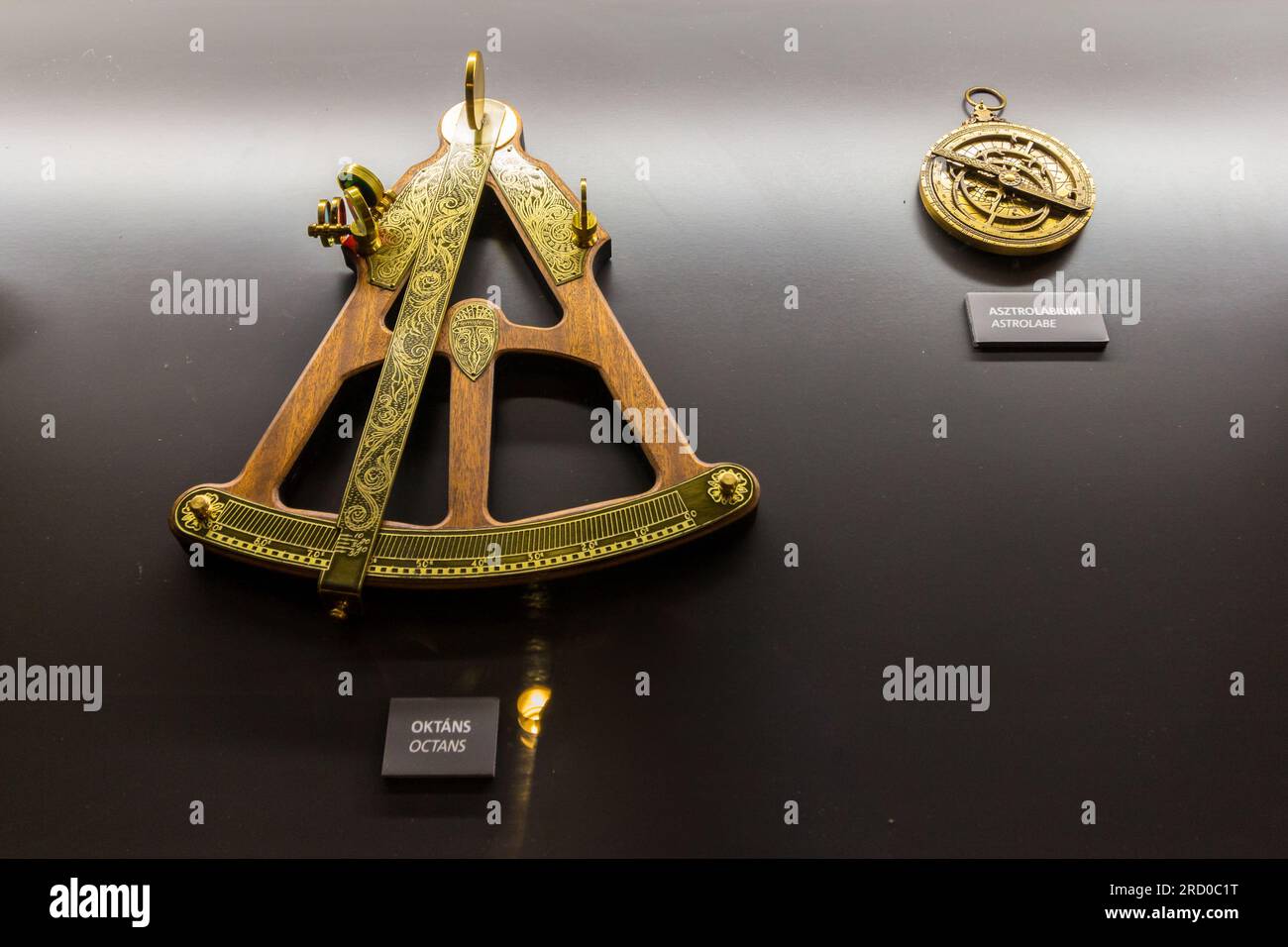Vintage Octant (or reflecting quadrant) and Astrolabe on display ...