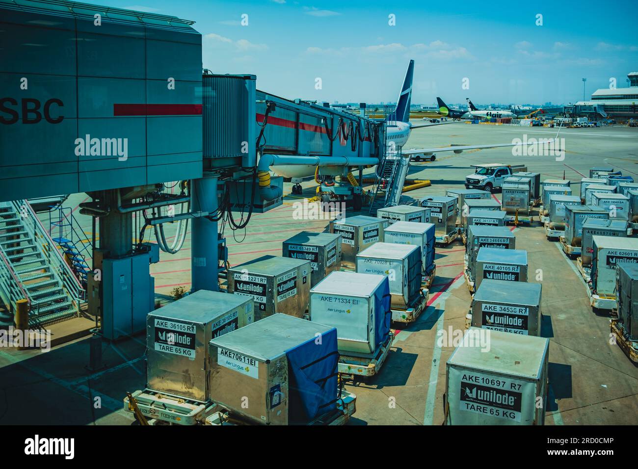 Busy day at the airport. Preparation of the airplane before flight ...