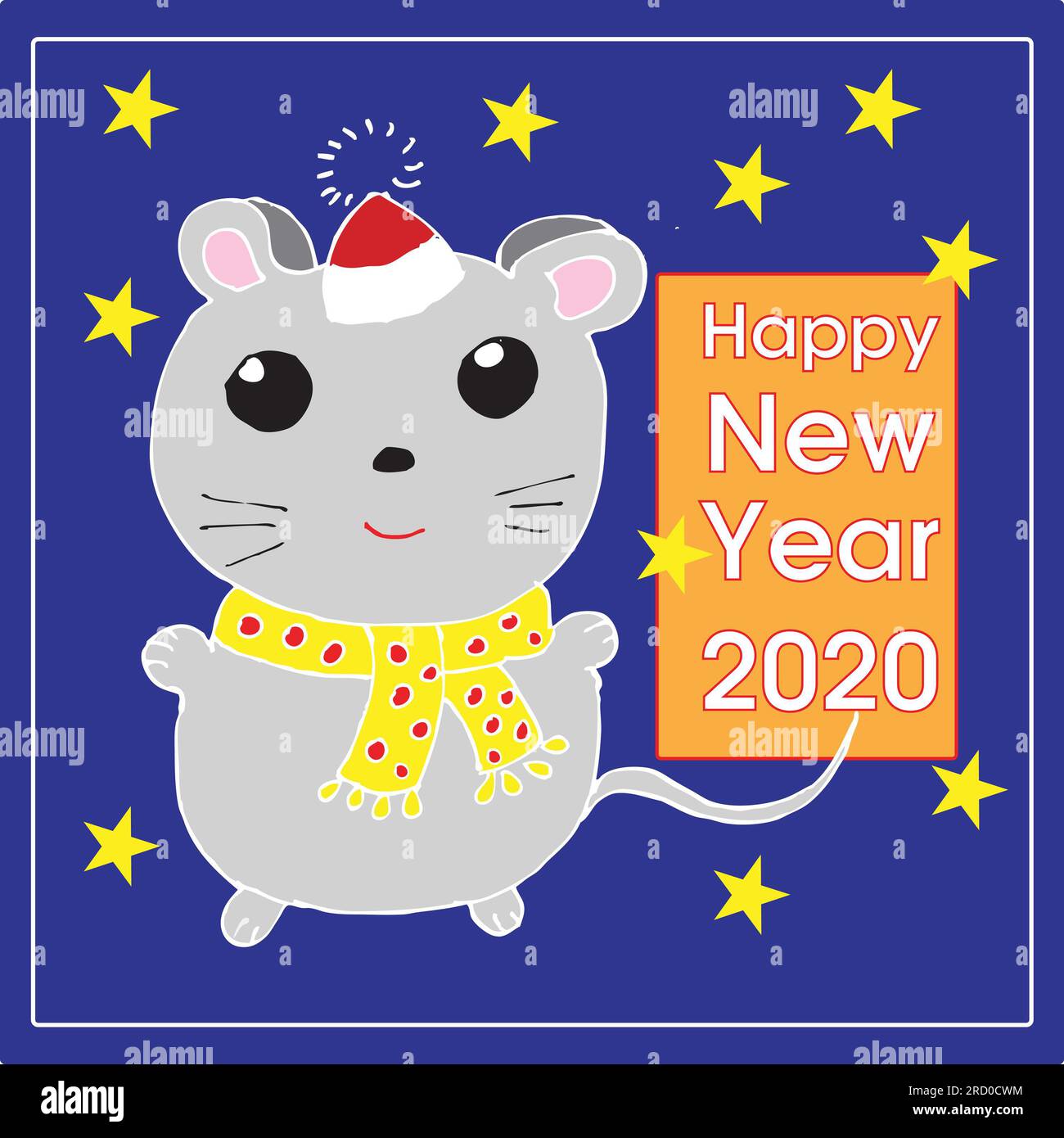 happy new year, year of the metal rat vector, illustration Stock Photo ...