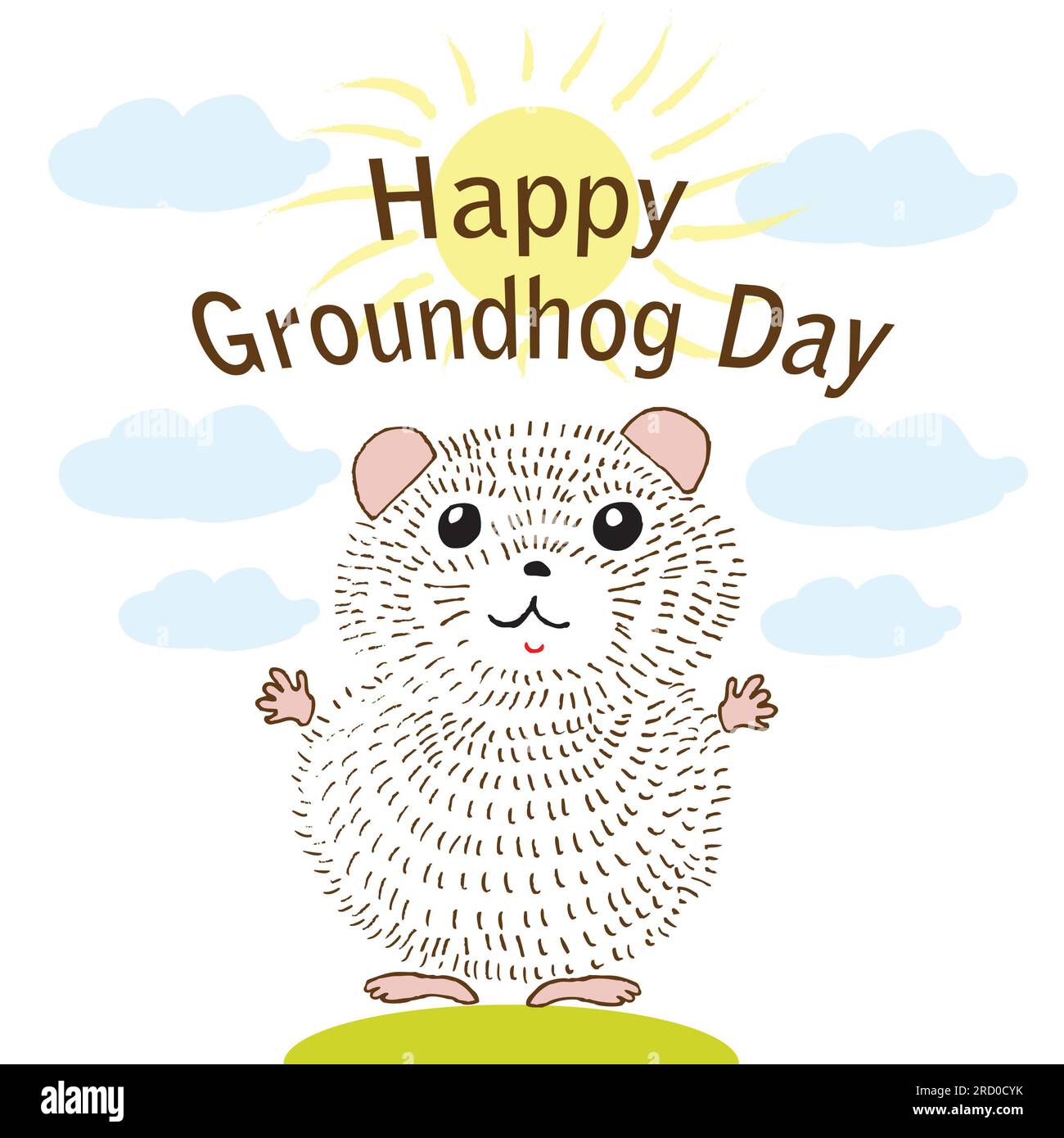happy groundhog day greeting card, vector, isolate Stock Photo - Alamy