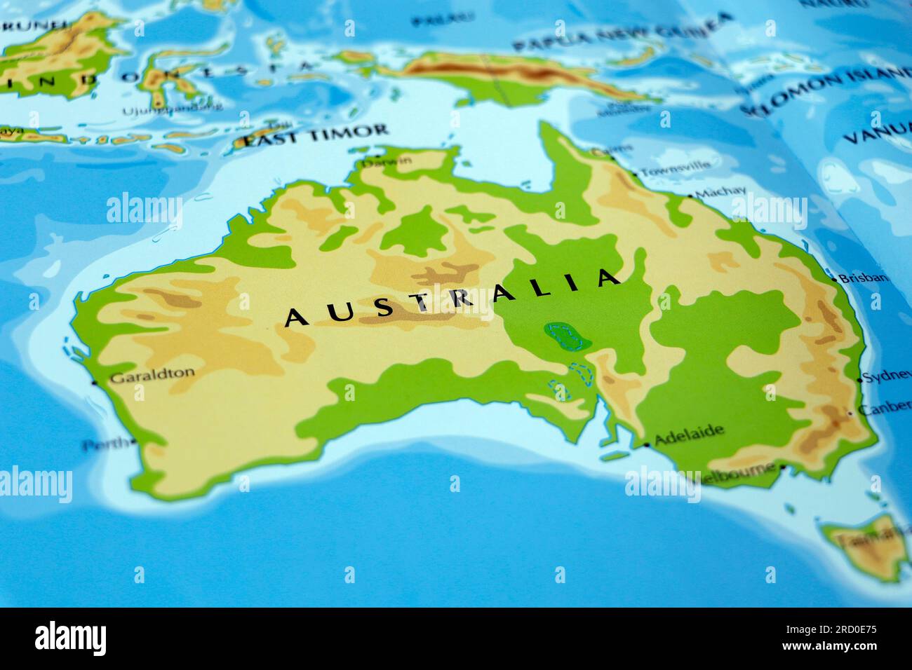 world map of australia continent and country borders, with papua new ...