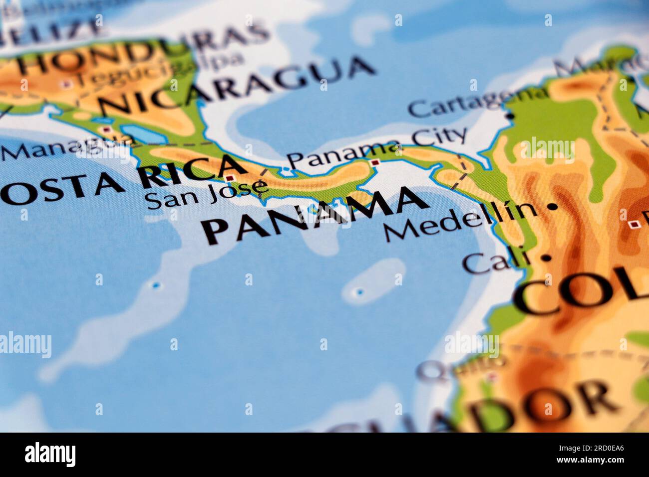 world map of south and north america, with separation of panama canal ...