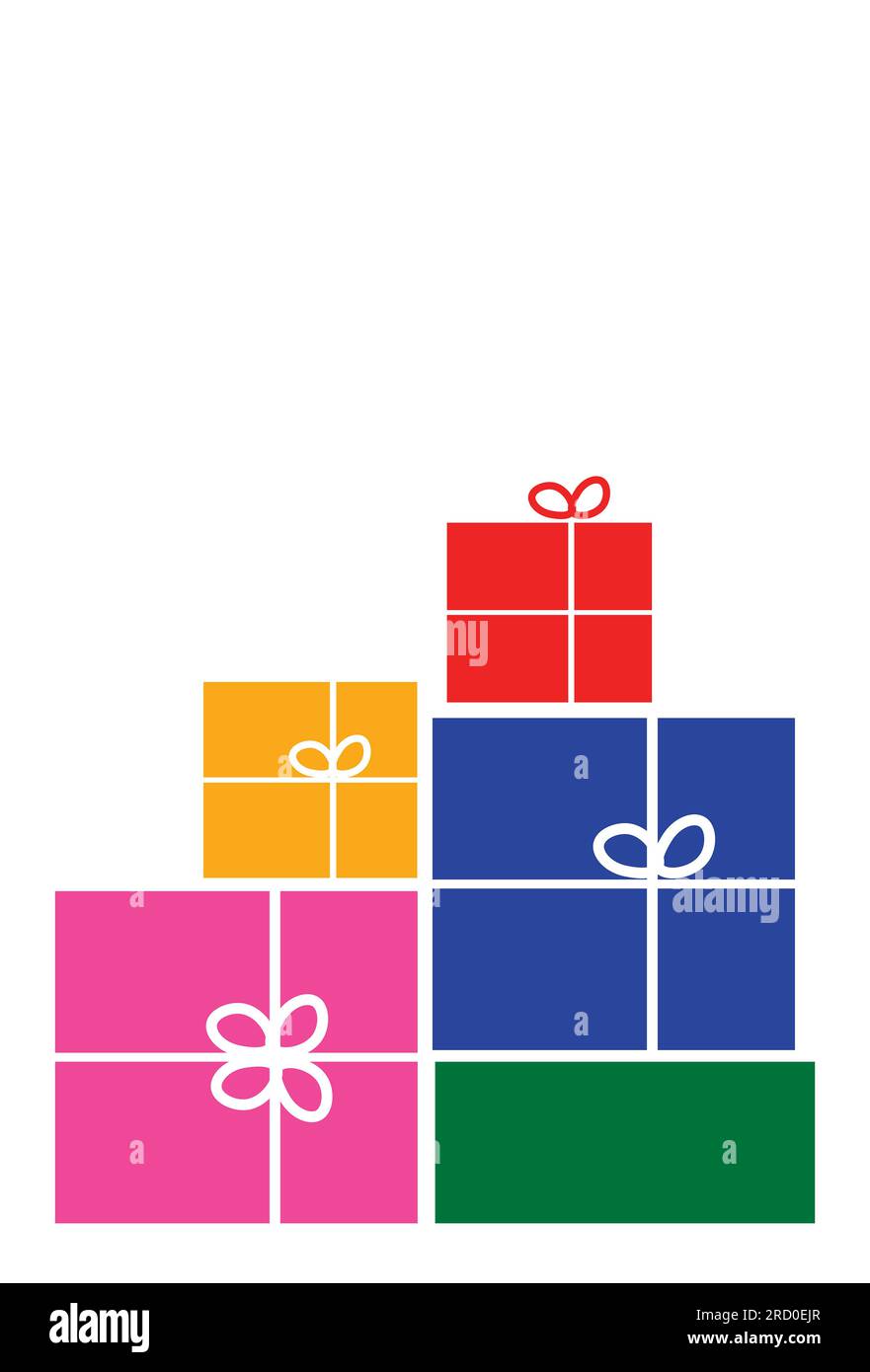 stylized minimalistic card with gifts on a white background. vector ...