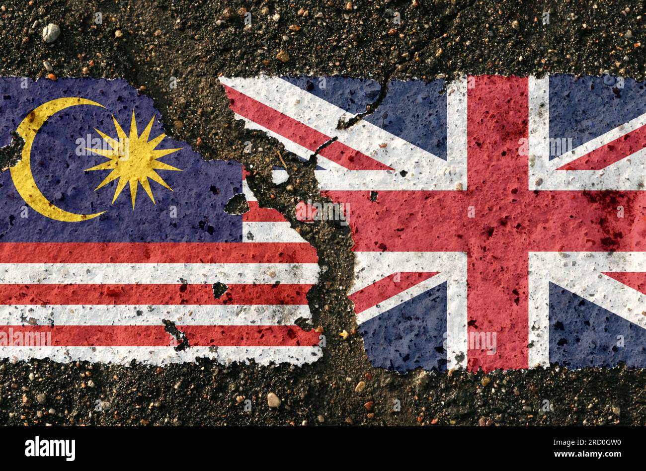 On the pavement are images of the flags of Malaysia and UK, as a symbol ...