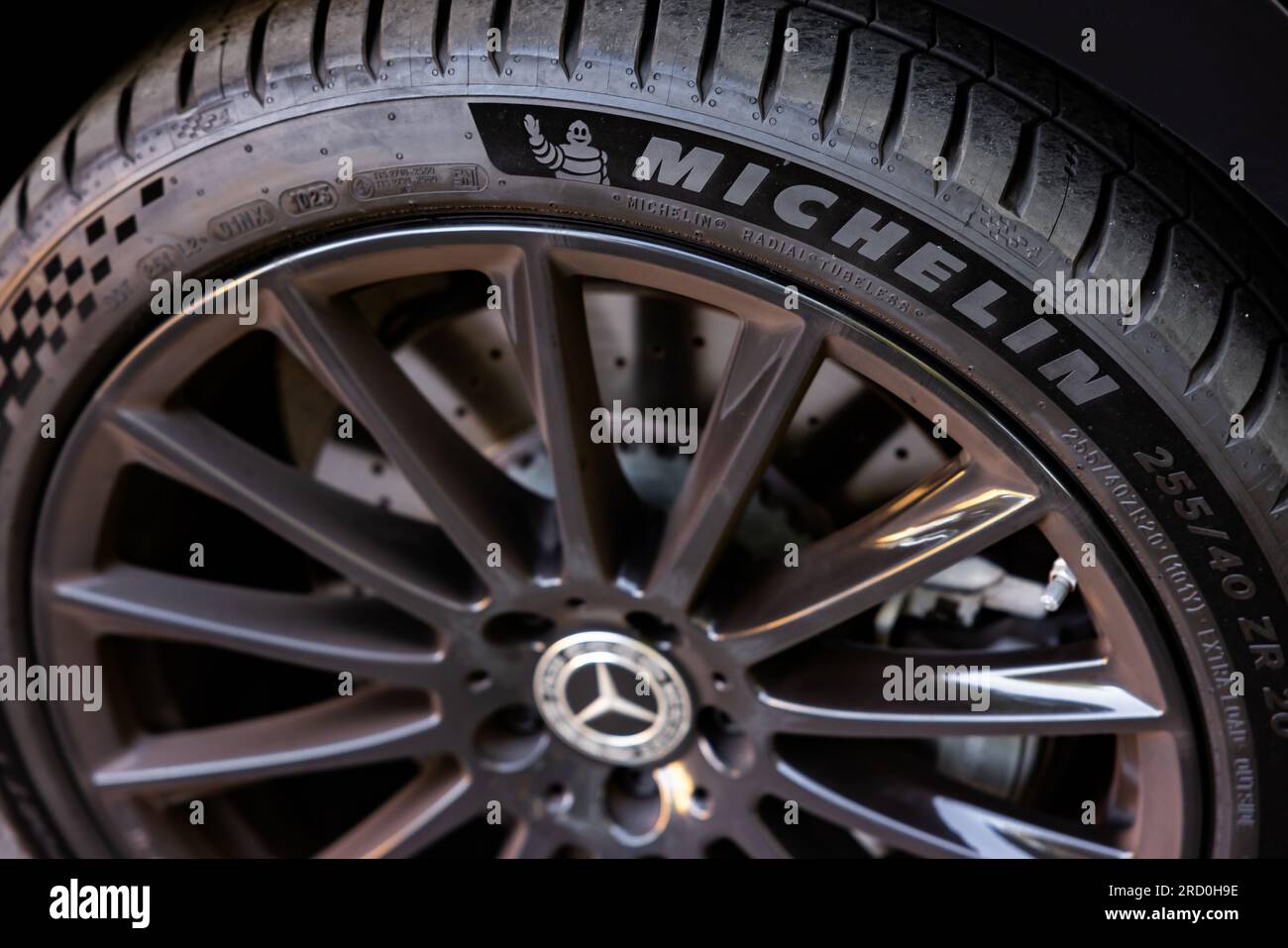 Stuttgart, Germany - June, 2023: Mercedes-Benz wheel. Mercedes amg ...