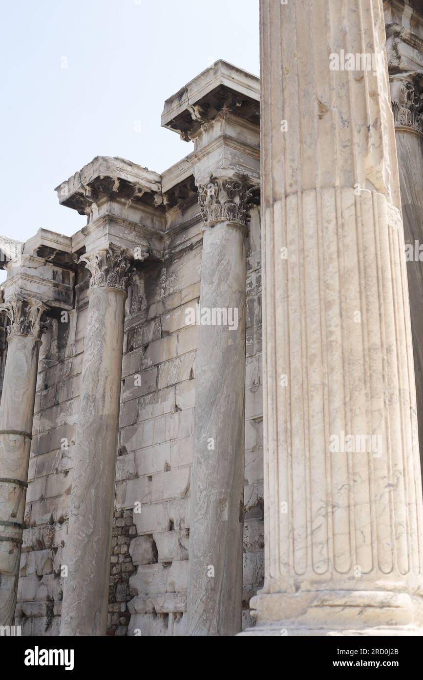 Ancient ruins detail of marble architecture in Athens, Greece Stock ...