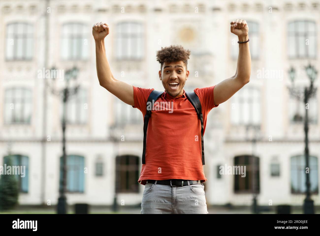 Cheerful African American Student Guy Celebrating Passed Exam ...
