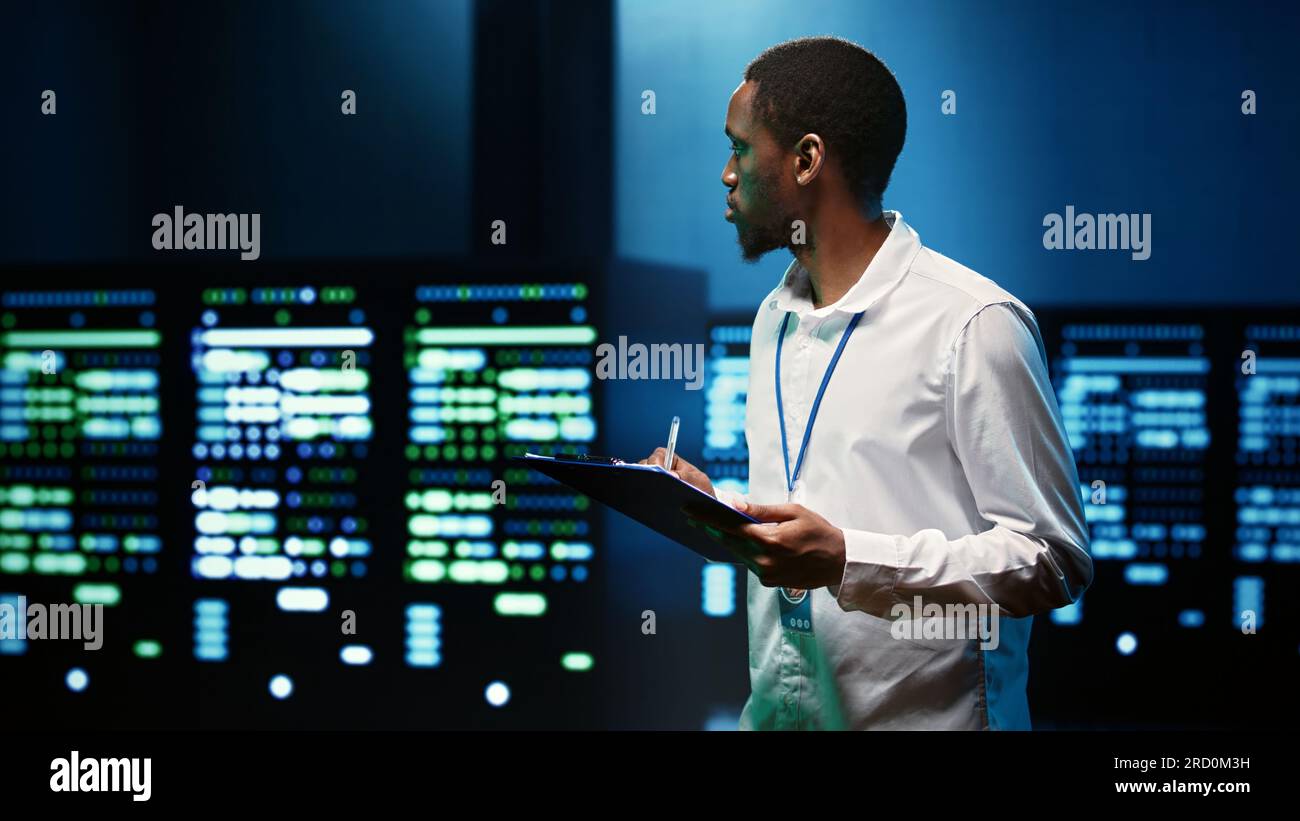 System Administrator Analysing Server Clusters Performing Data Backups