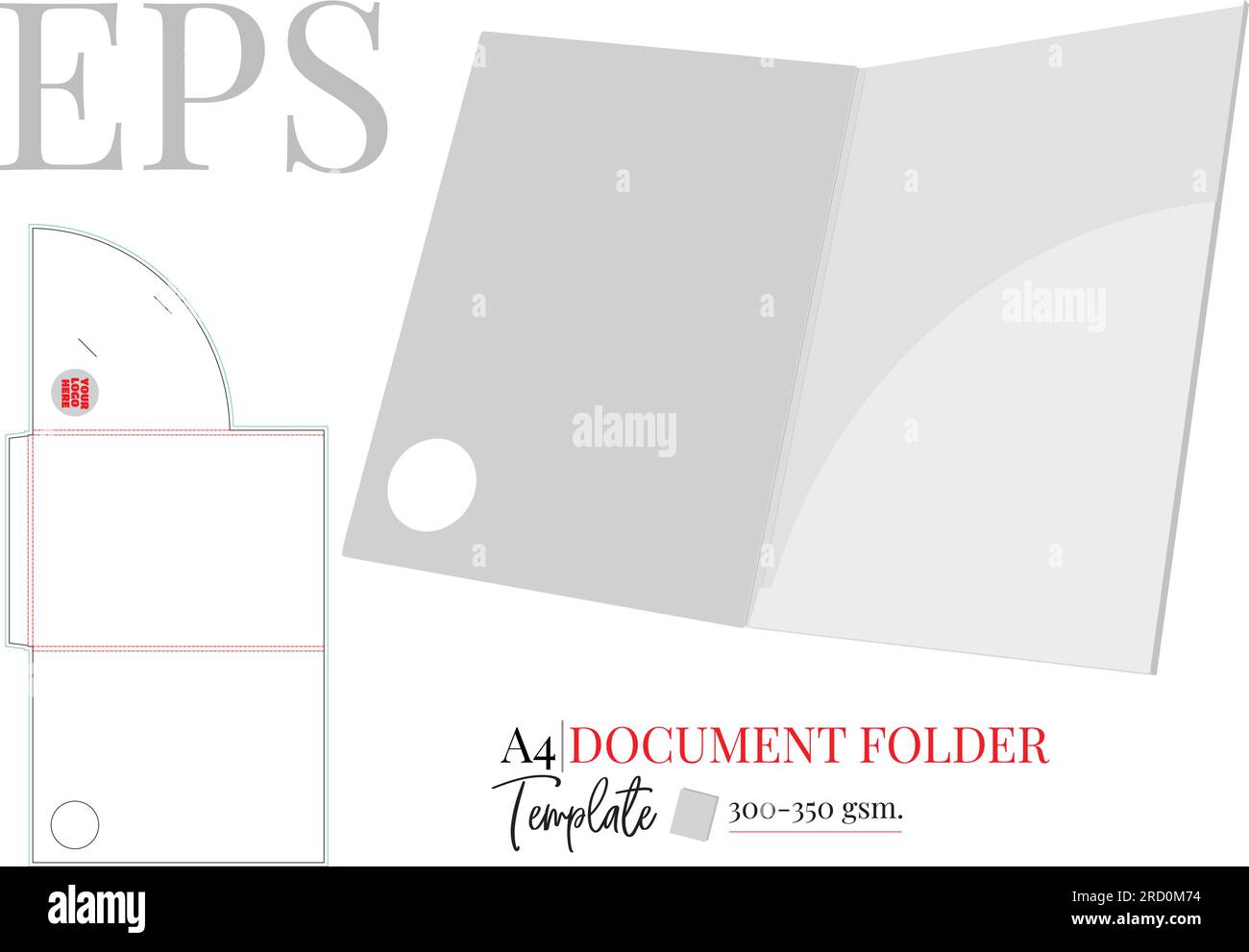 Document Folder Template A4. Vector with die cut, laser cut layers ...