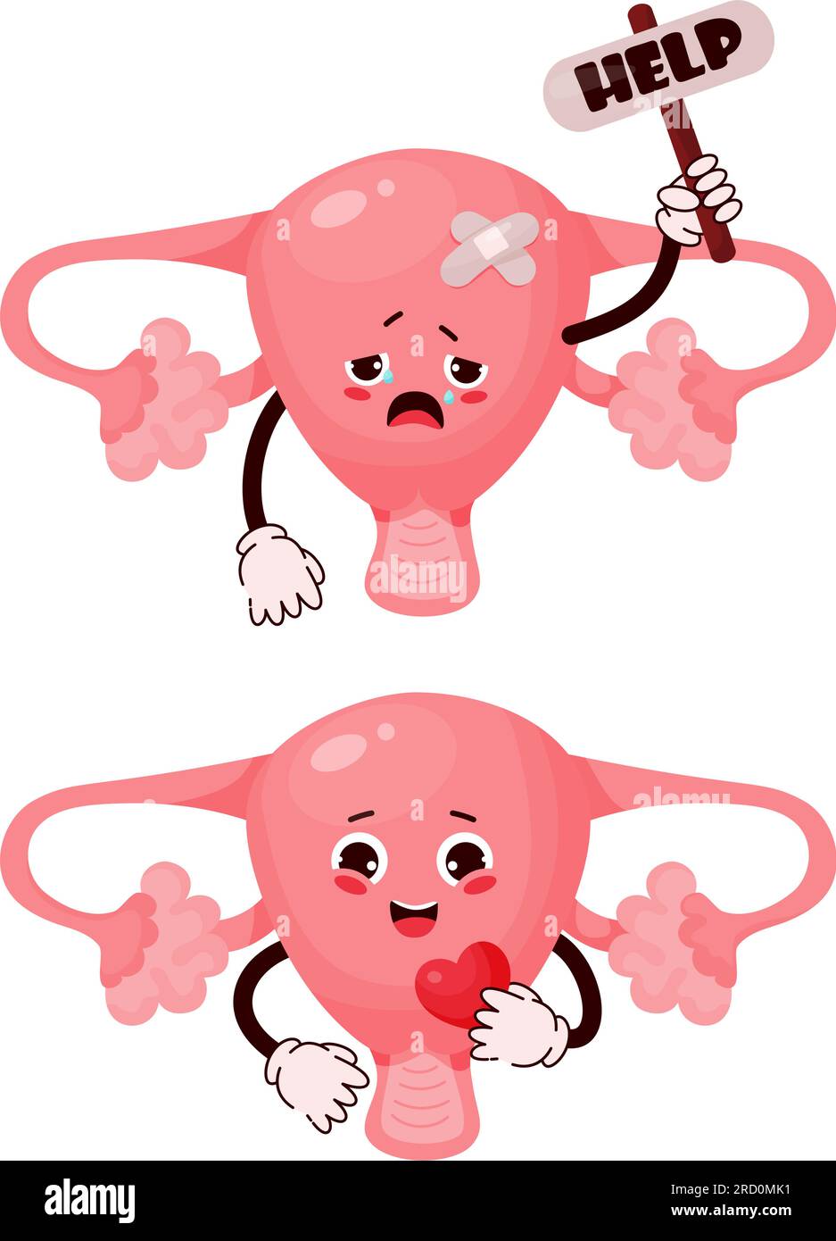 Cute Female Cartoon Uterus Human Reproductive Organ Character With