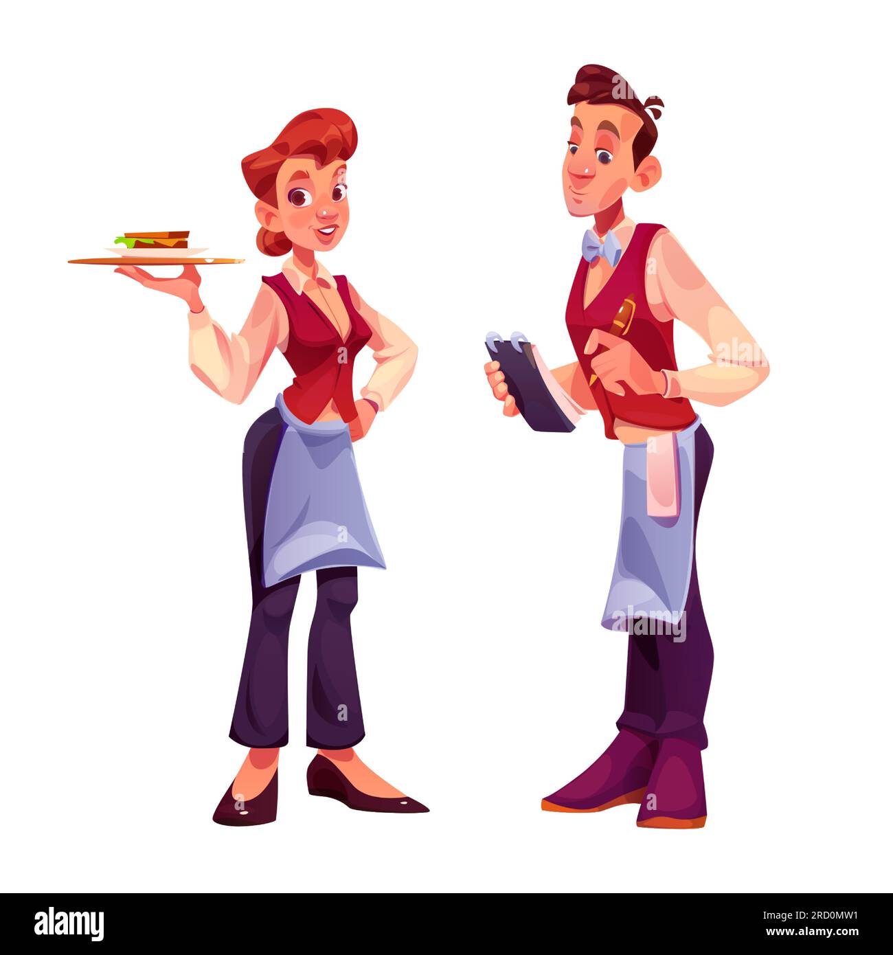 Restaurant waiter character cartoon vector set. Kitchen service or ...