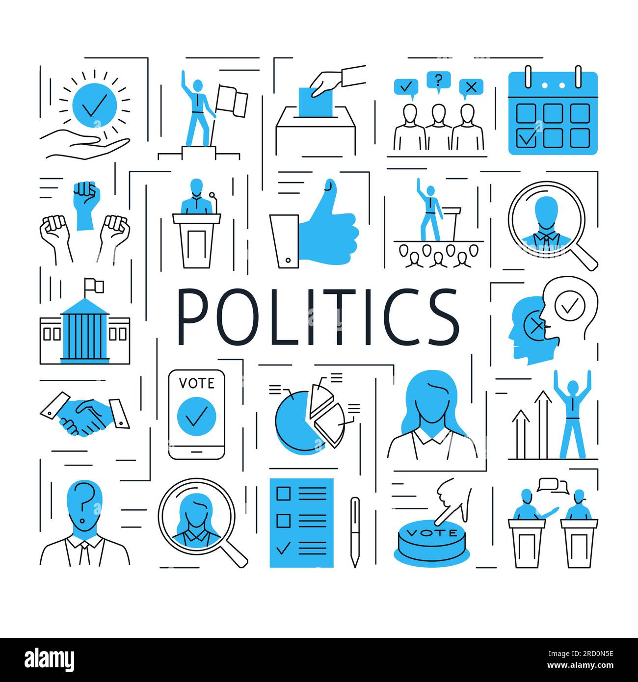 Politics and elections poster in line style. Government and ...