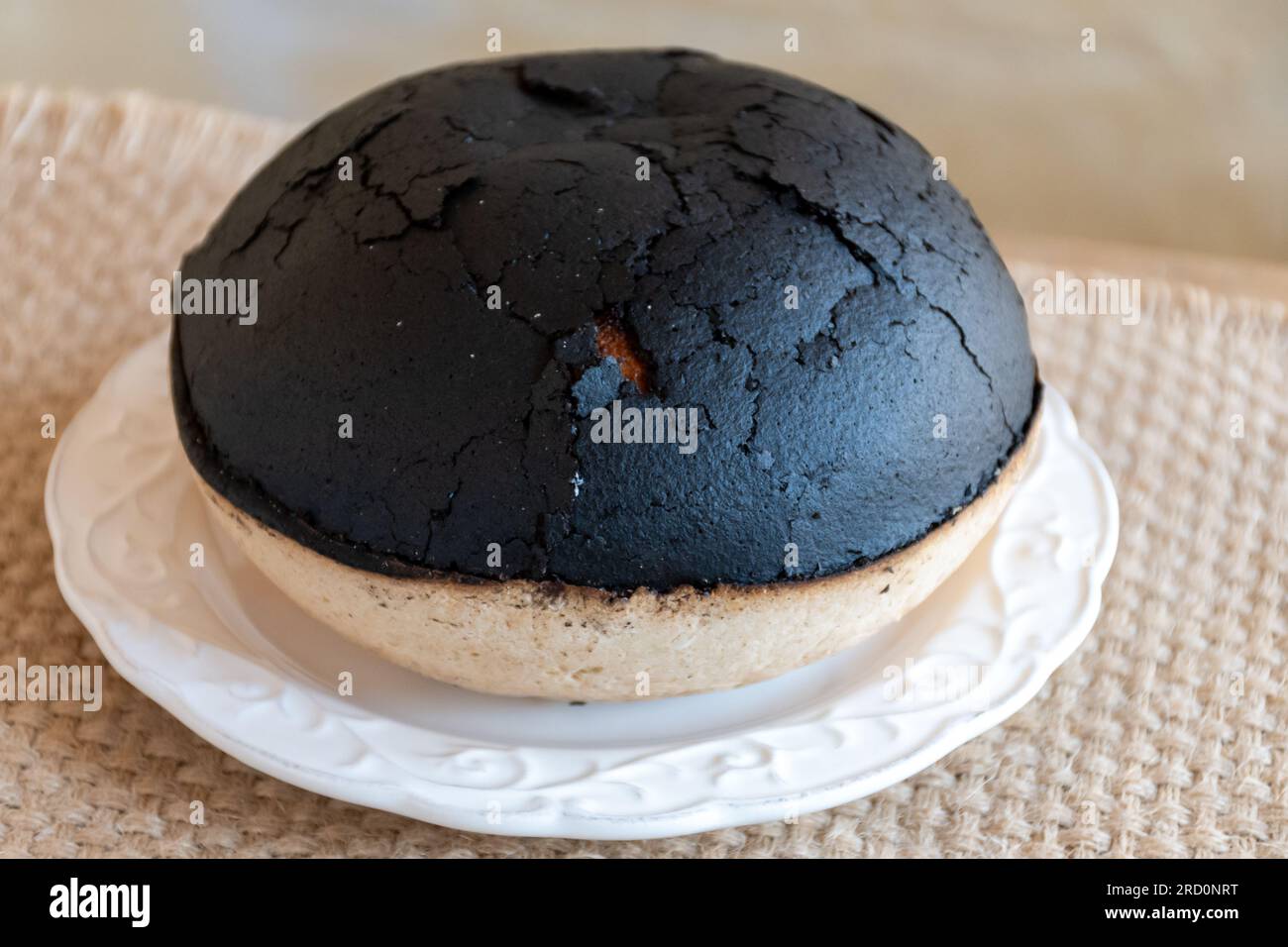 Special round black cheese cake made from eggs and butter in Poitou ...