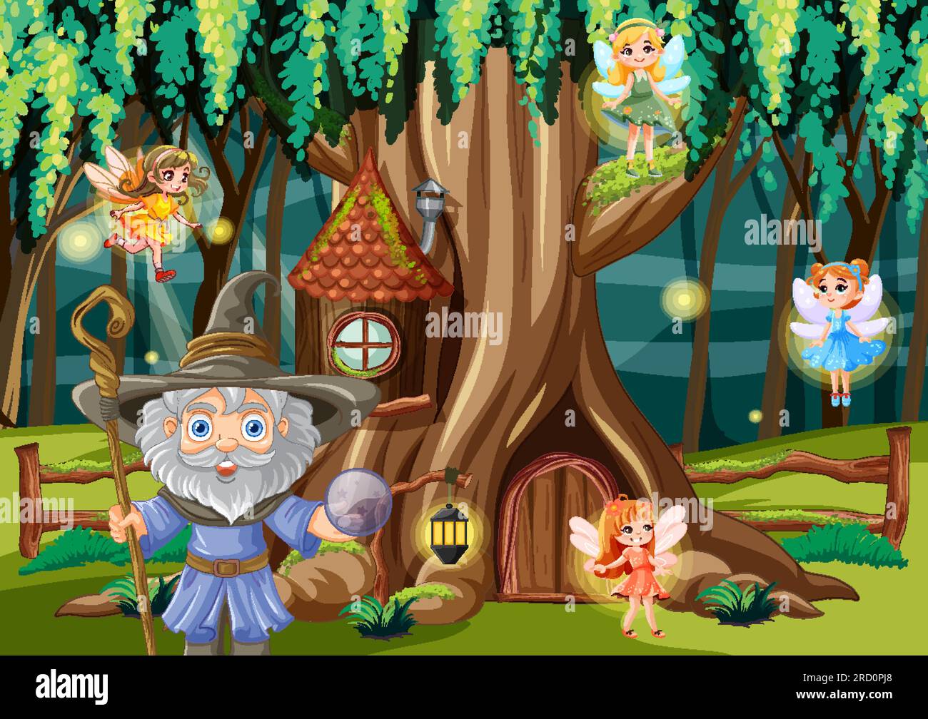 Wizard in magic land illustration Stock Vector Image & Art - Alamy