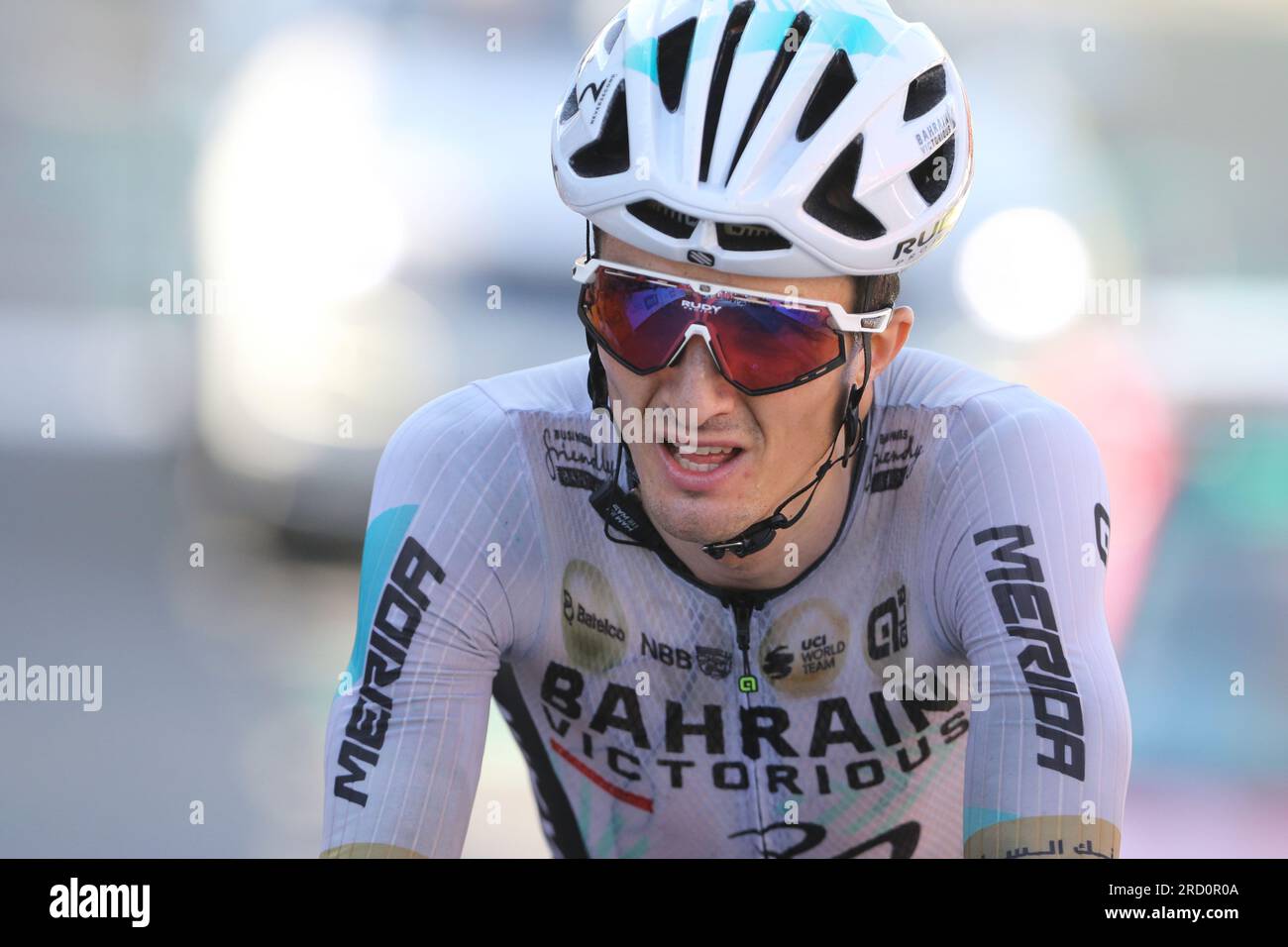 Pello Bilbao at the finish line Mont Blanc, Basque Bahrain Victorious ...