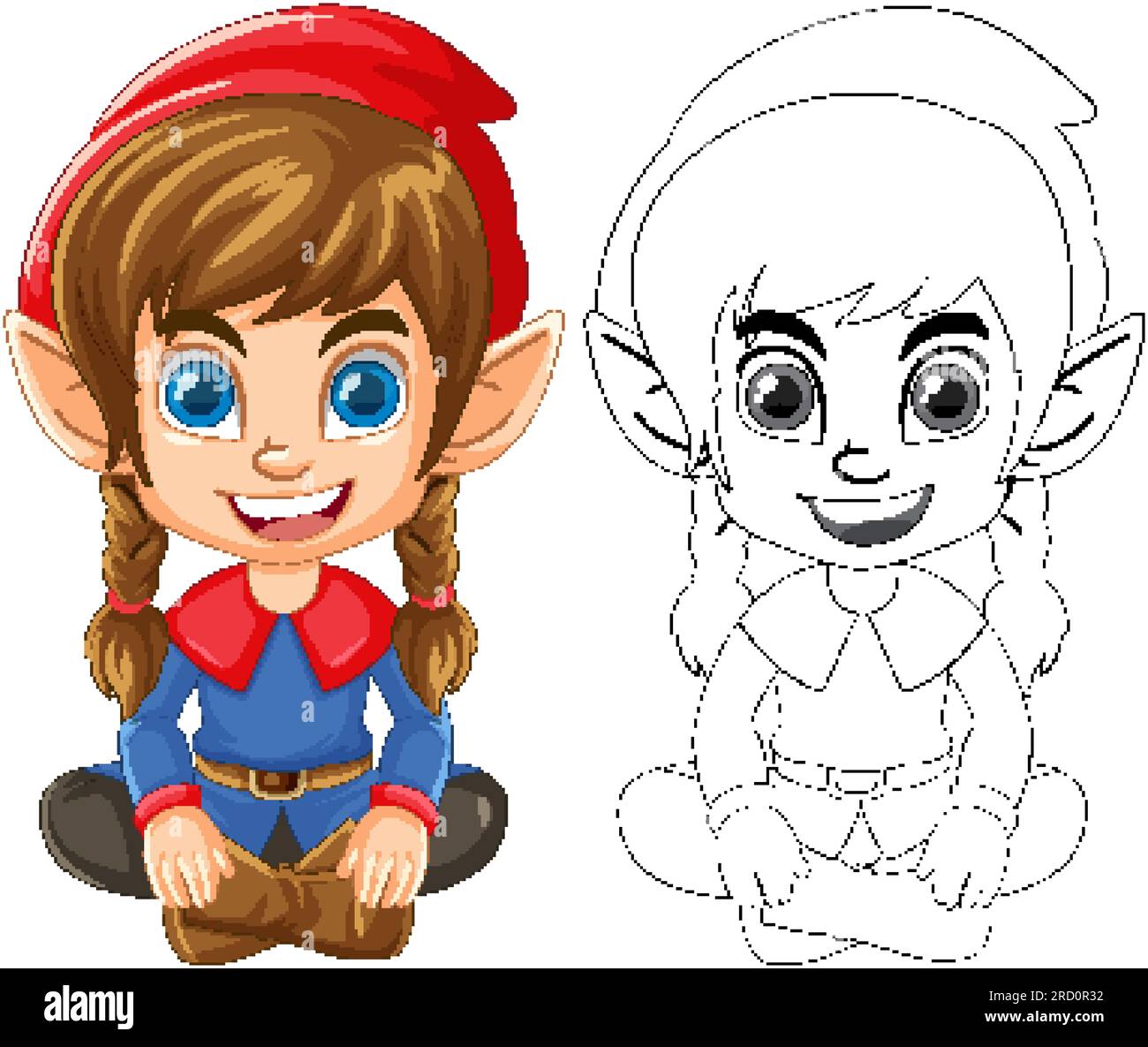 Cute elf cartoon isolated doodle outline illustration Stock Vector ...