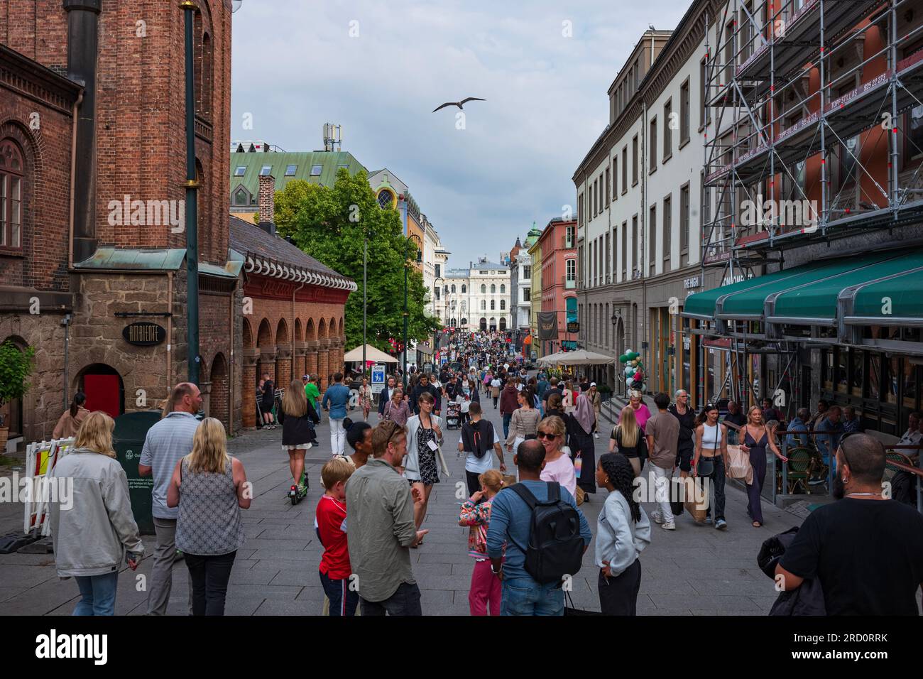 Oslo, Norway, June 20, 2023: People walk along Karl Johans gate, the ...