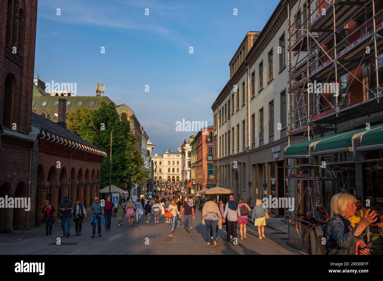 Oslo, Norway, June 20, 2023: People walk along Karl Johans gate, the ...