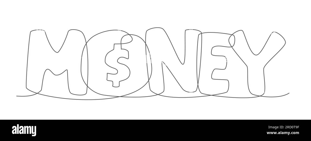 Money One line drawing isolated on white background Stock Vector Image ...