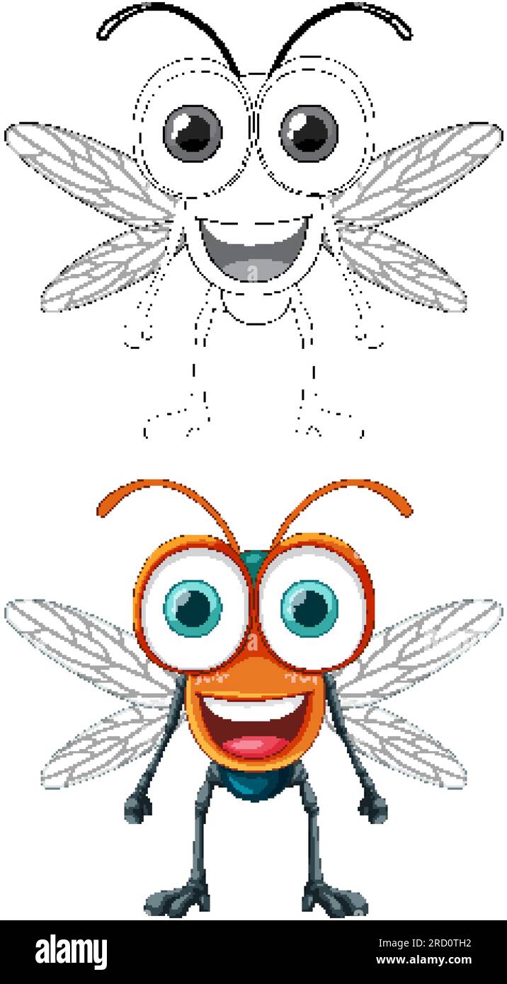 Happy fly cartoon character doodle illustration Stock Vector Image ...