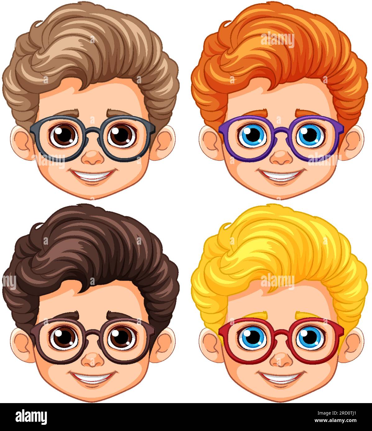 Set of Different Boys wearing Glasses illustration Stock Vector Image ...