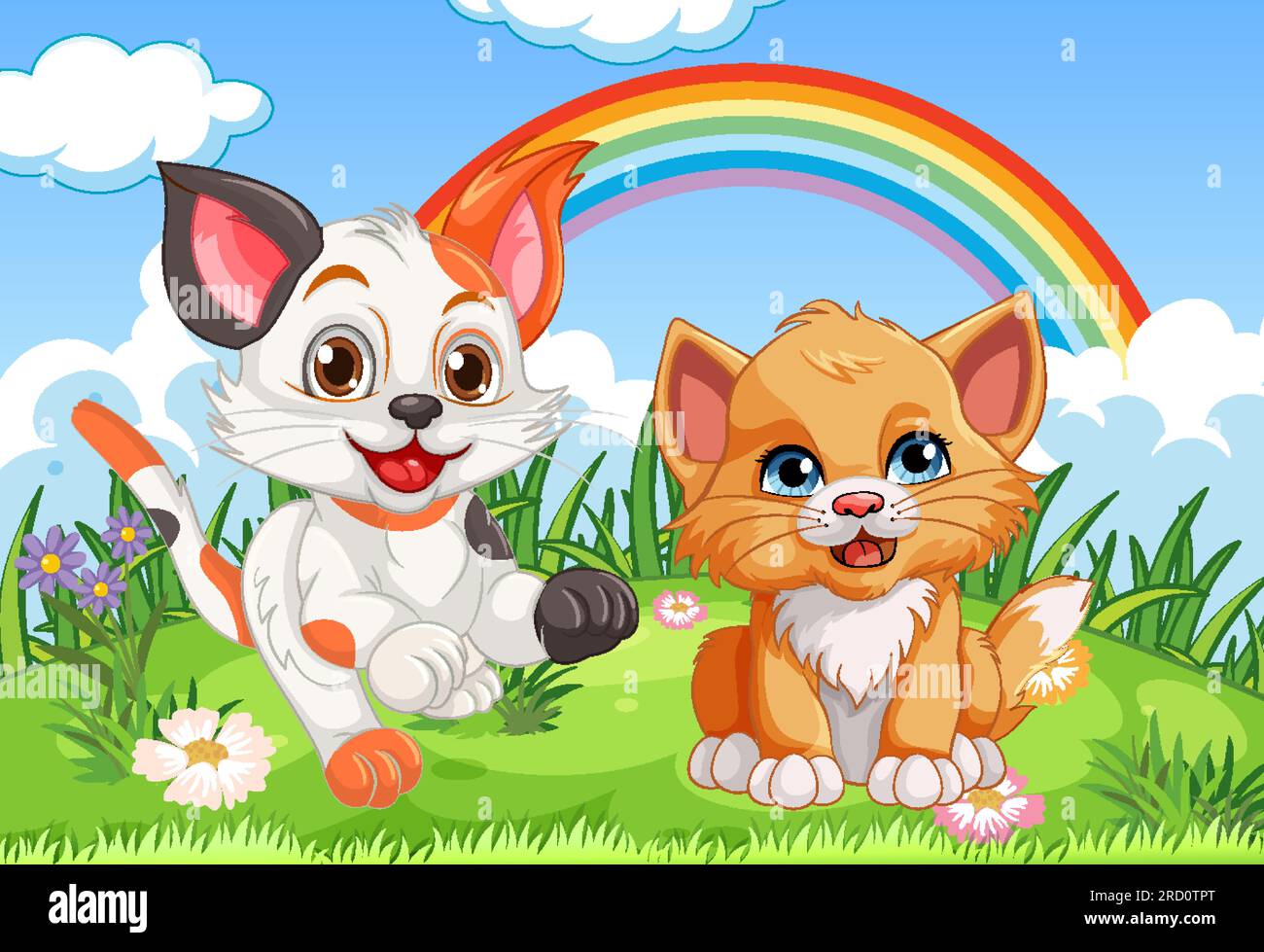 Cute Kitten in the Meadow illustration Stock Vector Image & Art - Alamy