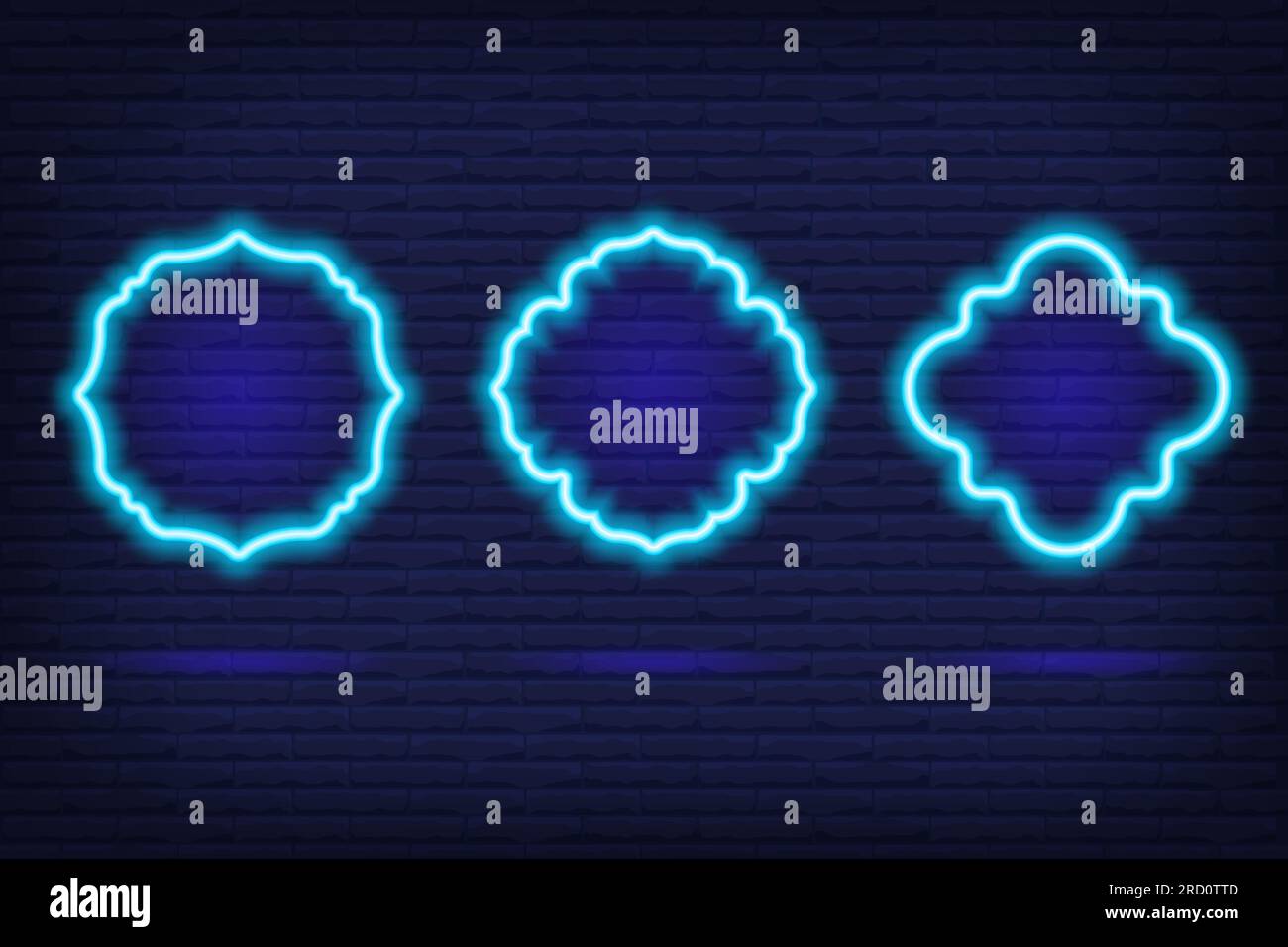 Ramadan islamic frame. Vector neon arch shape on dark background ...