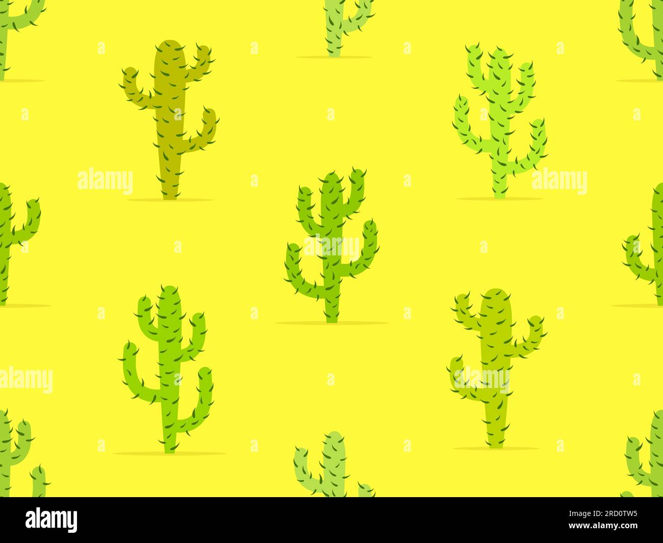 Cactus seamless pattern. Desert cactus Carnegiea. Green cacti with thorns. Large mexican empty ...