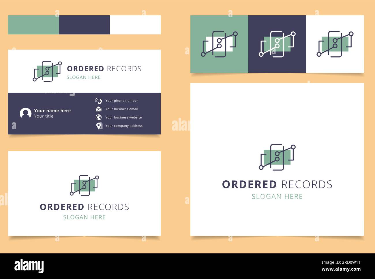 Ordered records logo design with editable slogan. Branding book and ...