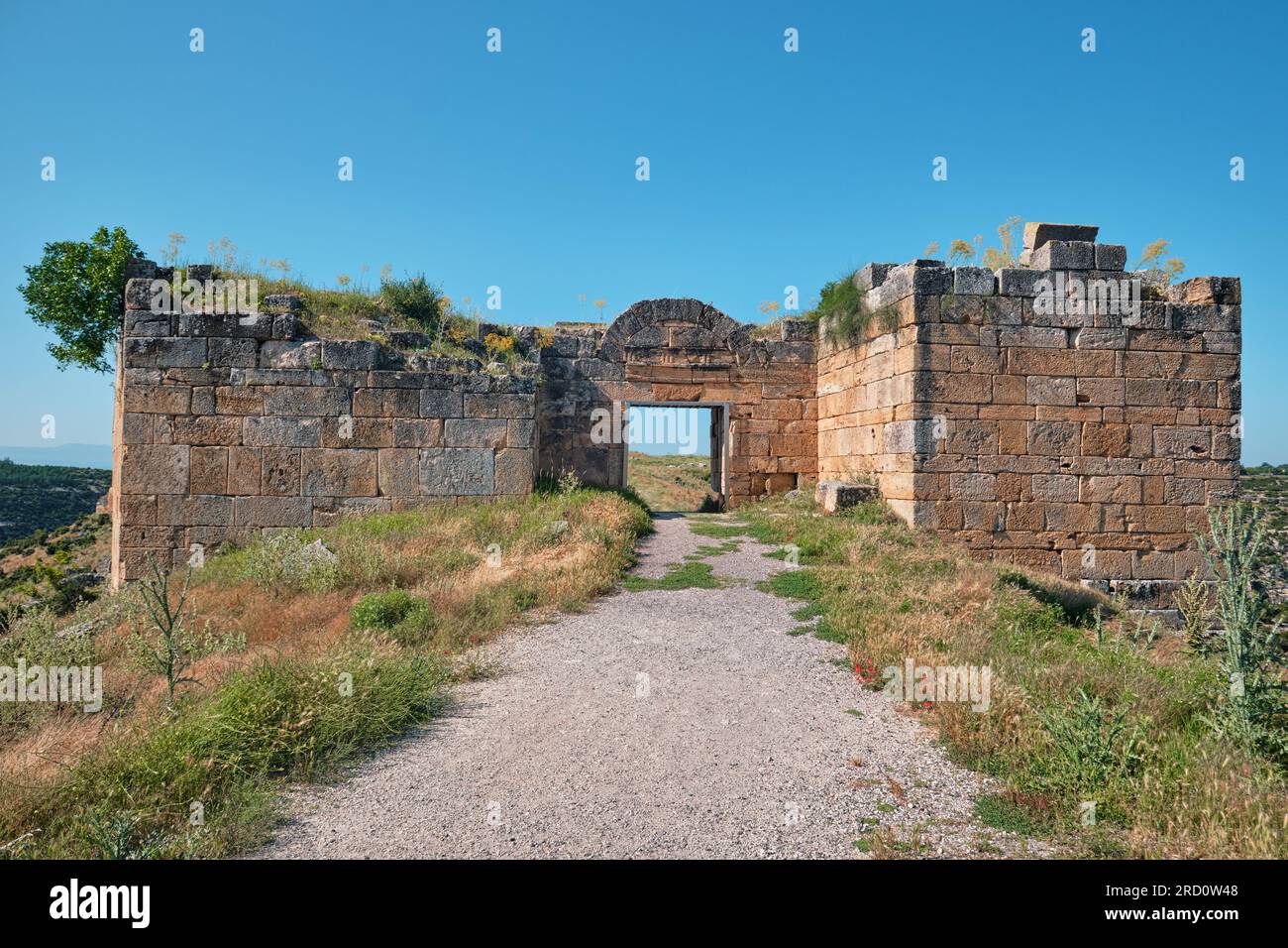 Usak, Turkey - July 14, 2023: Entrance gate remains of Blaundus Ancient ...