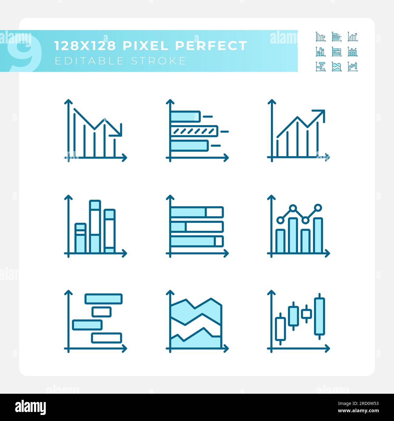 Trend charts light blue icons Stock Vector Image & Art - Alamy