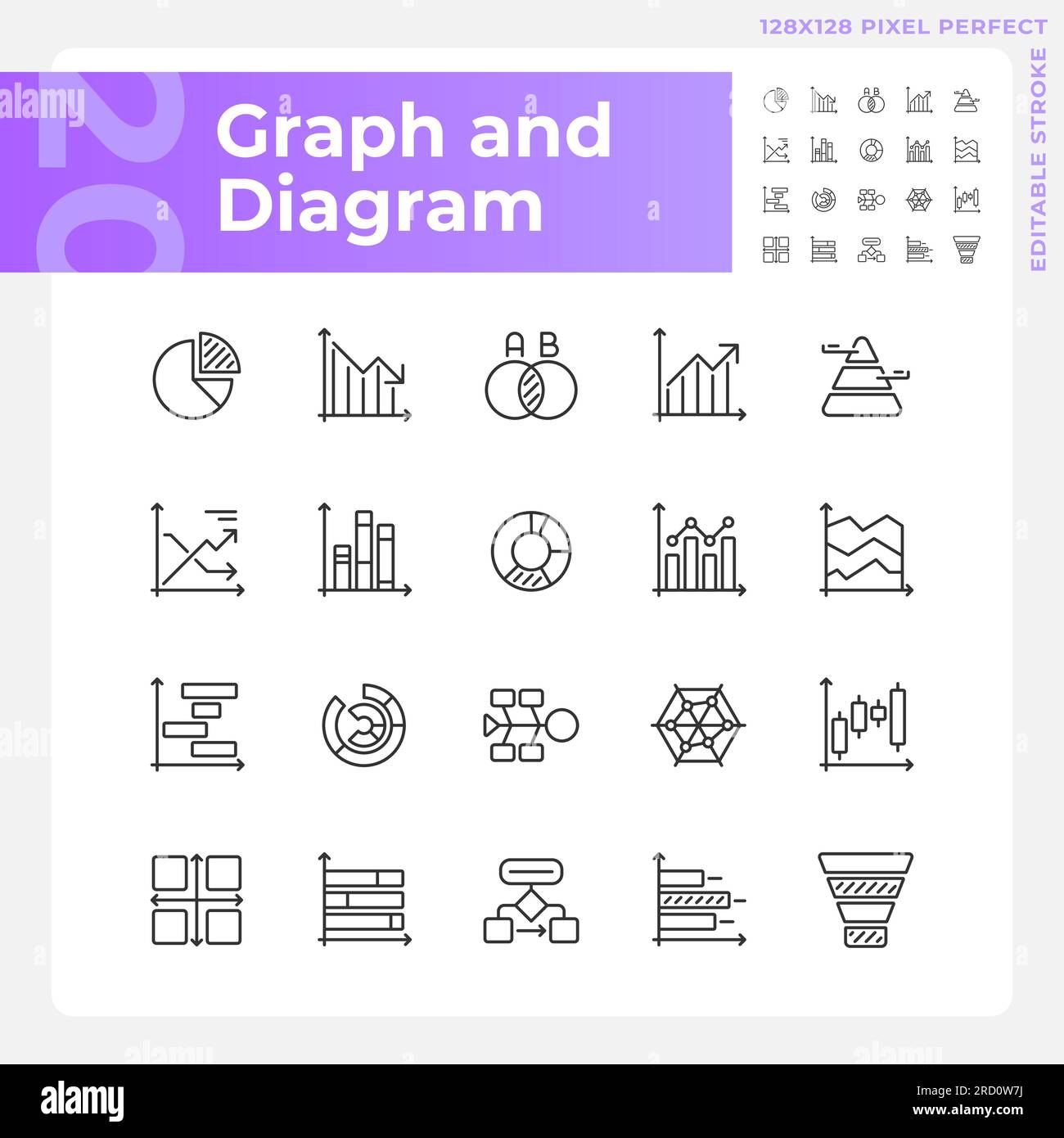 Graph and diagram linear icons set Stock Vector Image & Art - Alamy