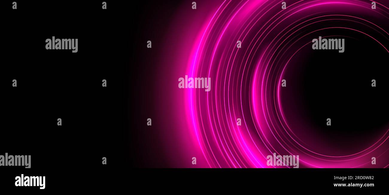 Pink planet ring neon light effect with circle line sparkle. Digital ...