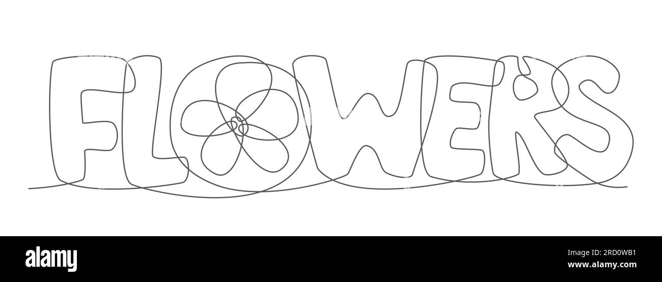 Flowers One line drawing isolated on white background Stock Vector ...