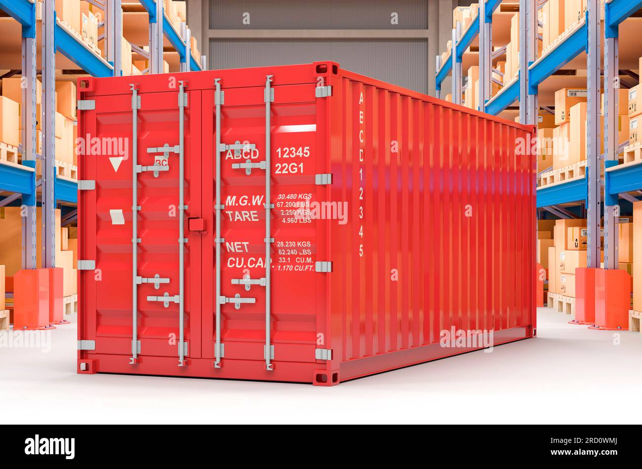 Cargo shipping and delivery concept. Cargo containers with parcels, 3D ...